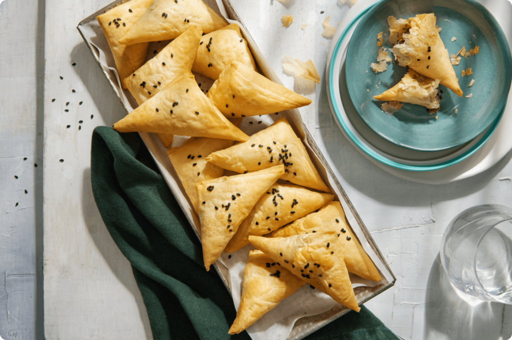 Lentil, Mushroom and Spinach Filo Triangles | IGA Recipes